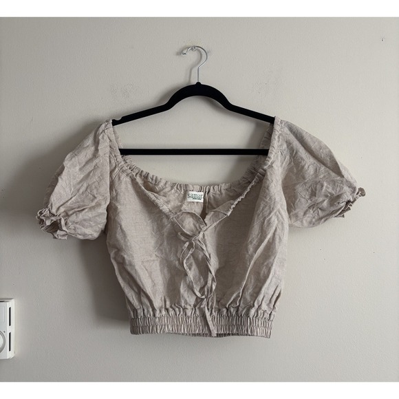 Tops | Samara Natural Resort Wear Top Puff Sleeve Linen Renaissance ...